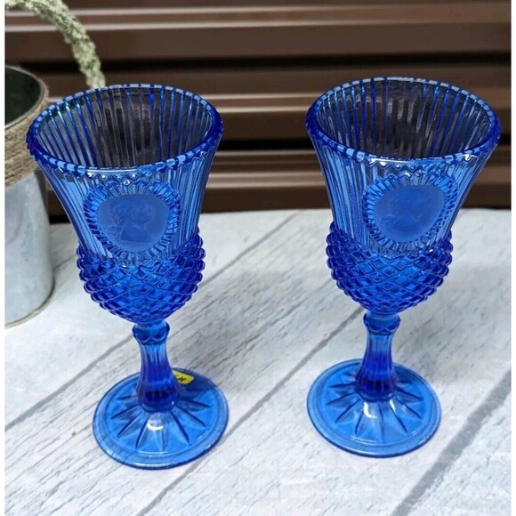 Dining | Vintage Avon George Washington Cobalt Blue Wine Goblets Set Of ...